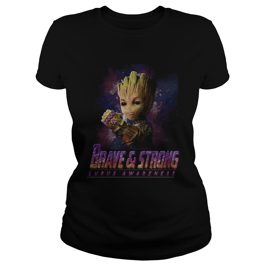 Baby Groot Infinity Gauntlet brave and strong lupus awareness shirt