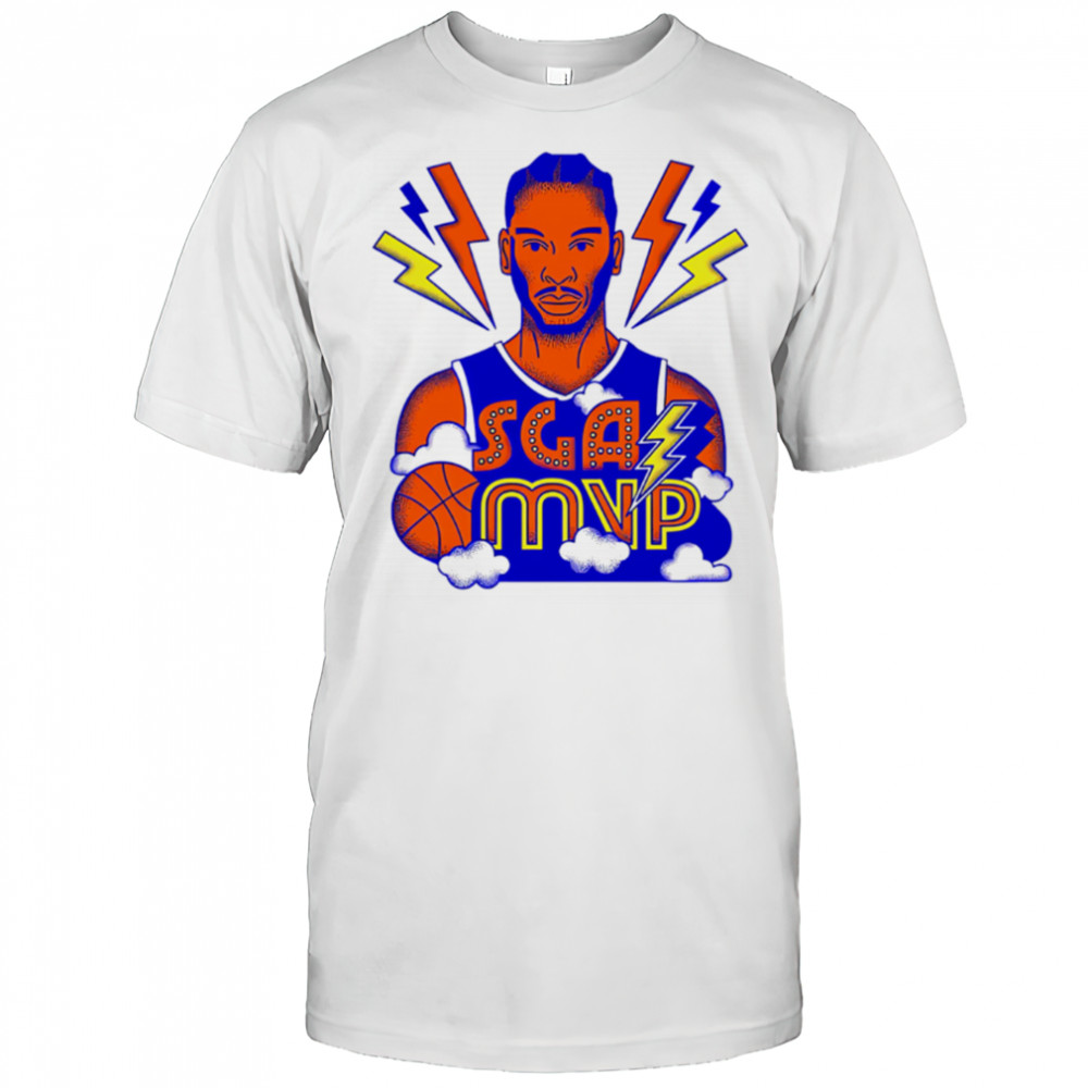 SGA MVP Basketball Thunder Lightning Cartoon Style Graphic shirt