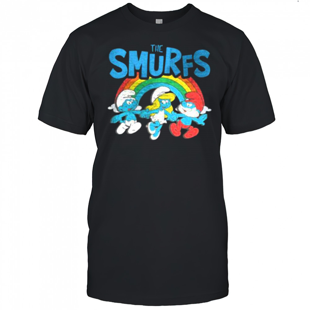 The Smurfs Vintage Rainbow With Characters Cartoon Shirt
