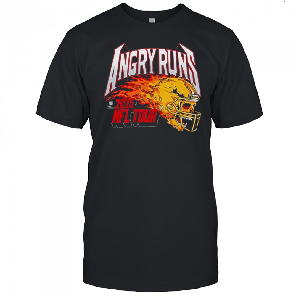 Angry Runs 2025 NFL Tour Helmet Skull Flames T-shirt