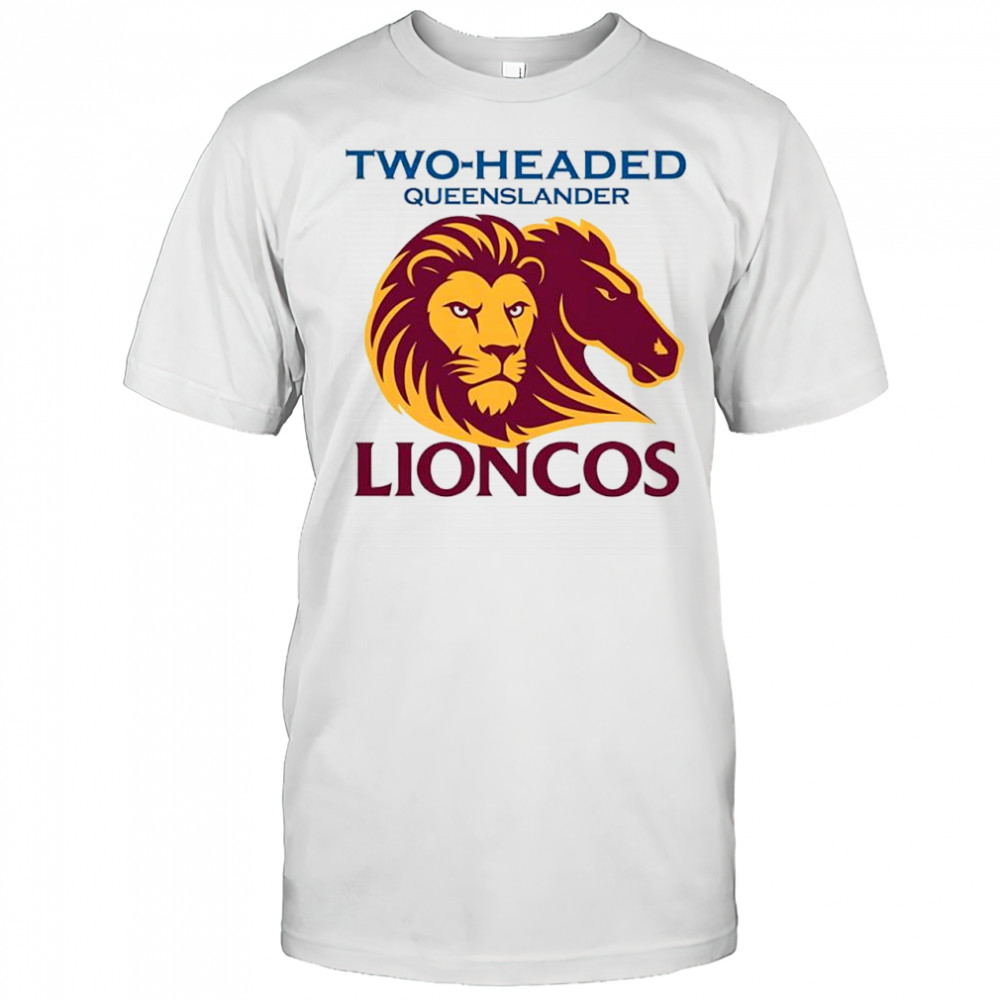 Two Headed Queenslander Lioncos Brisbane Bears and Fitzroy Lions logo shirt