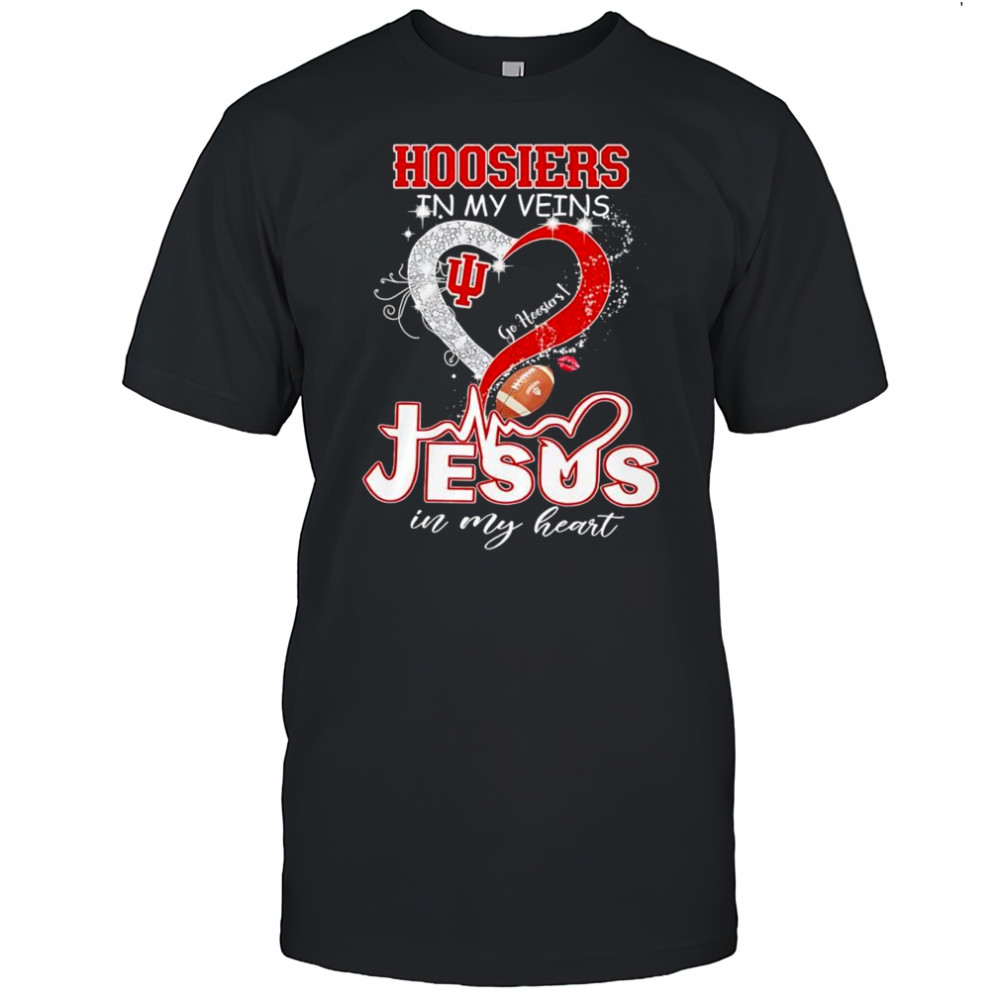 Hoosiers in my veins Jesus in my heart graphic shirt
